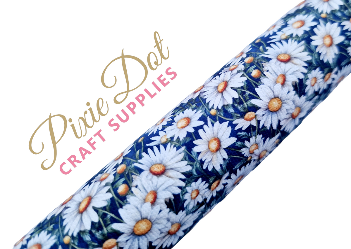 Navy Daisy Fabric – Pixie Dot Craft Supplies