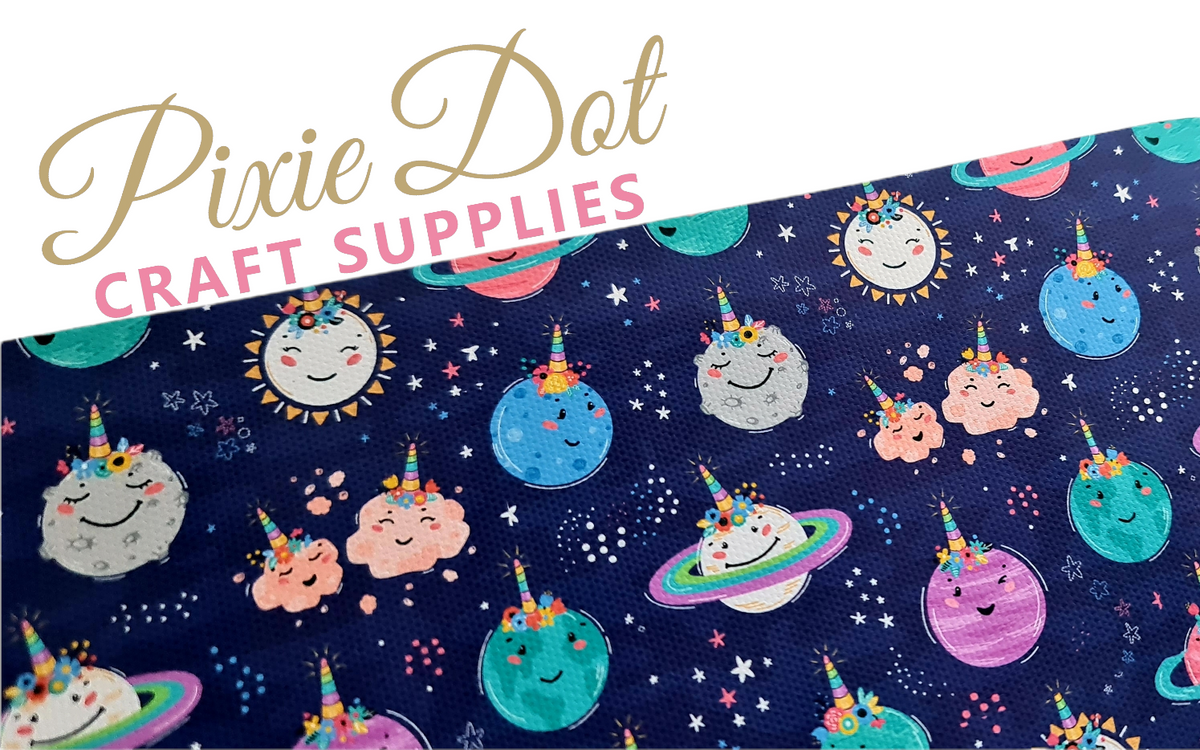 Space unicorn Printed Bow Fabric – Pixie Dot Craft Supplies