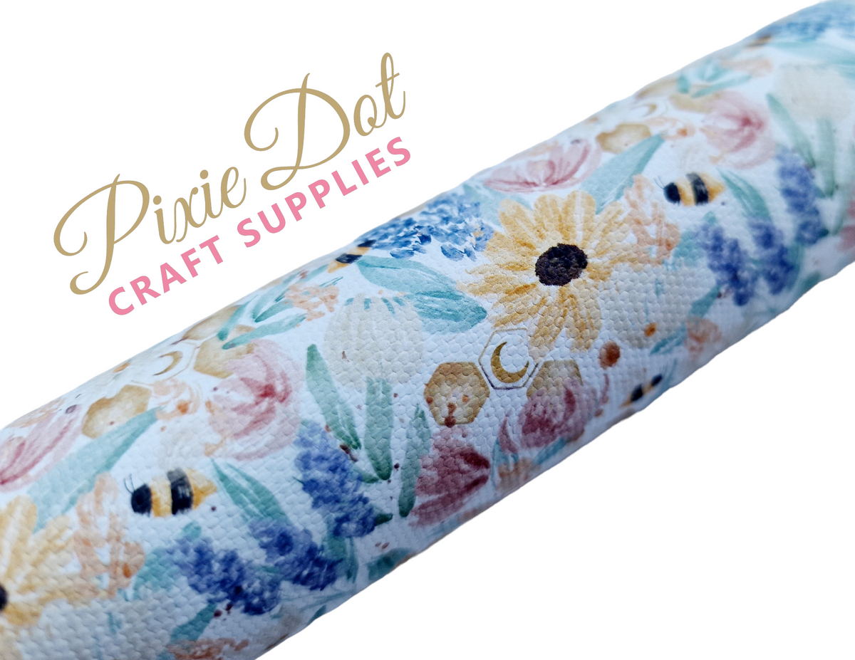 Watercolour Bee Flower Printed Fabric – Pixie Dot Craft Supplies