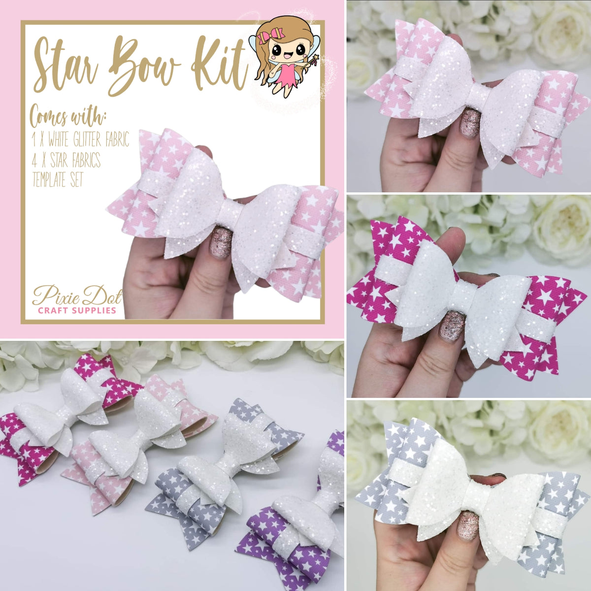 Star Bow Kit (available in 2 fabric sizes) – Pixie Dot Craft Supplies