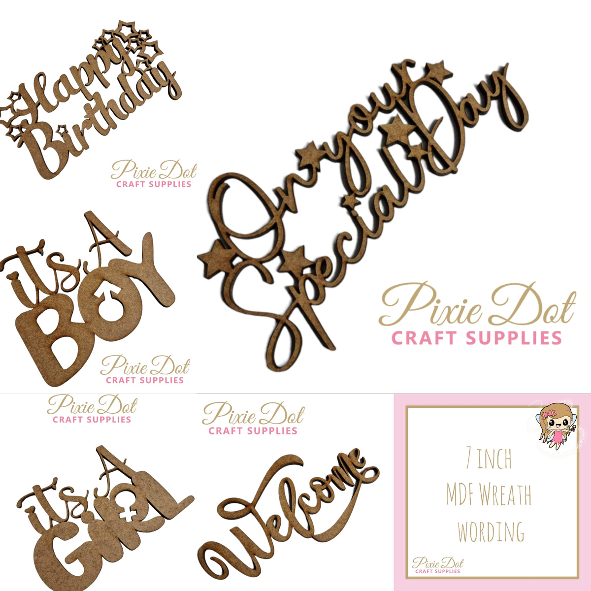 Mdf wreath wording – Pixie Dot Craft Supplies